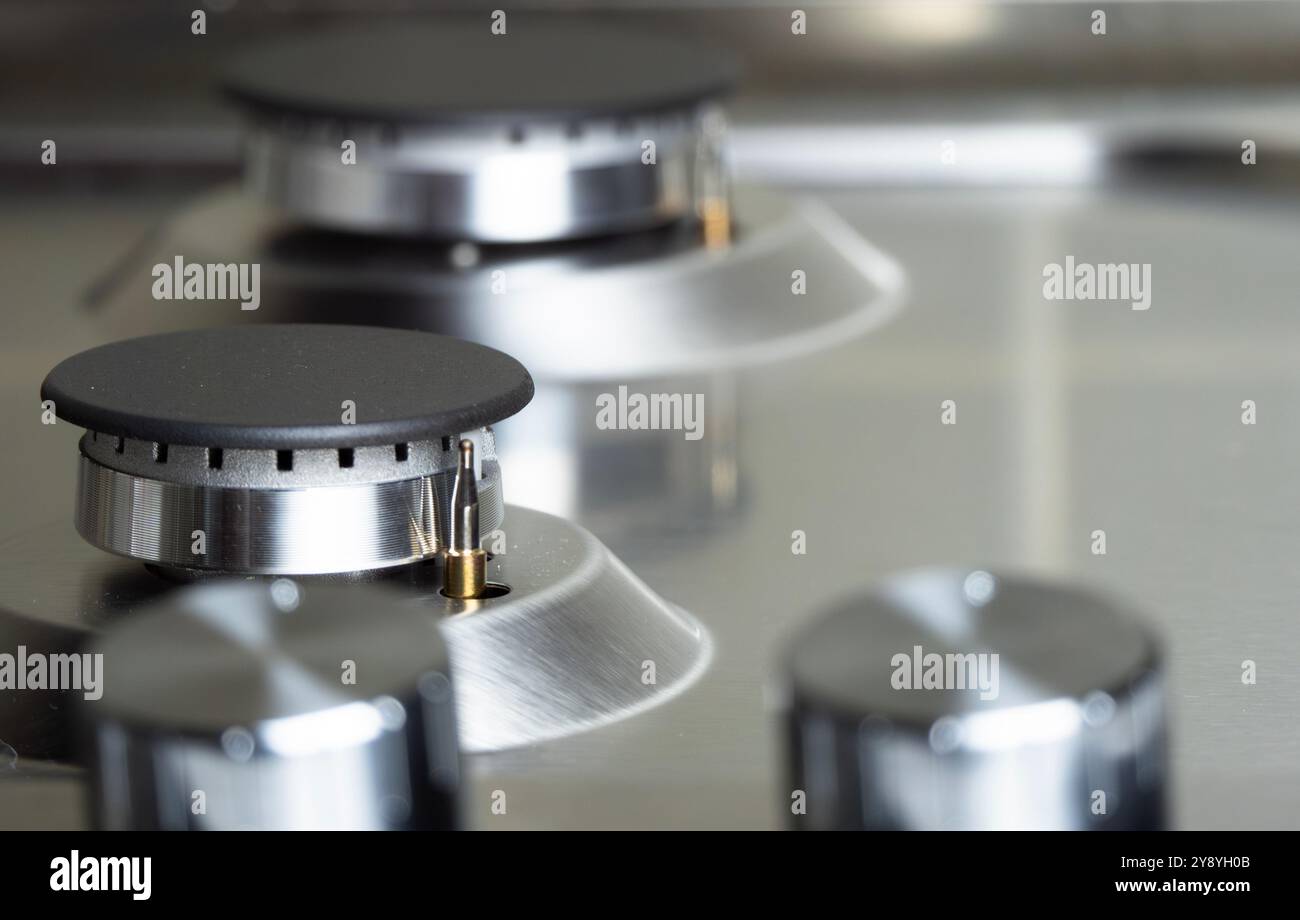kitchen gas cooker. gas stove close up. High quality photo Stock Photo ...
