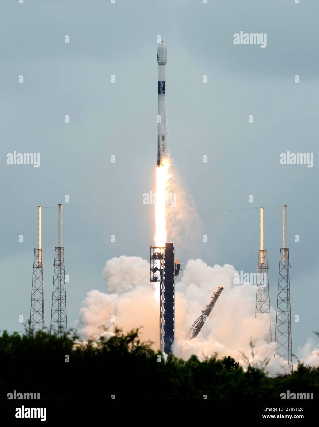 A SpaceX Falcon 9 rocket lifts off from the Cape Canaveral Space Force ...