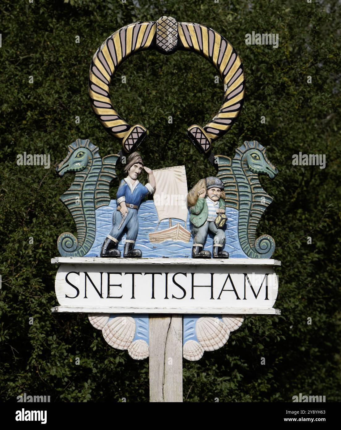 Village name sign at Snettisham, Norfolk, England, UK Stock Photo - Alamy