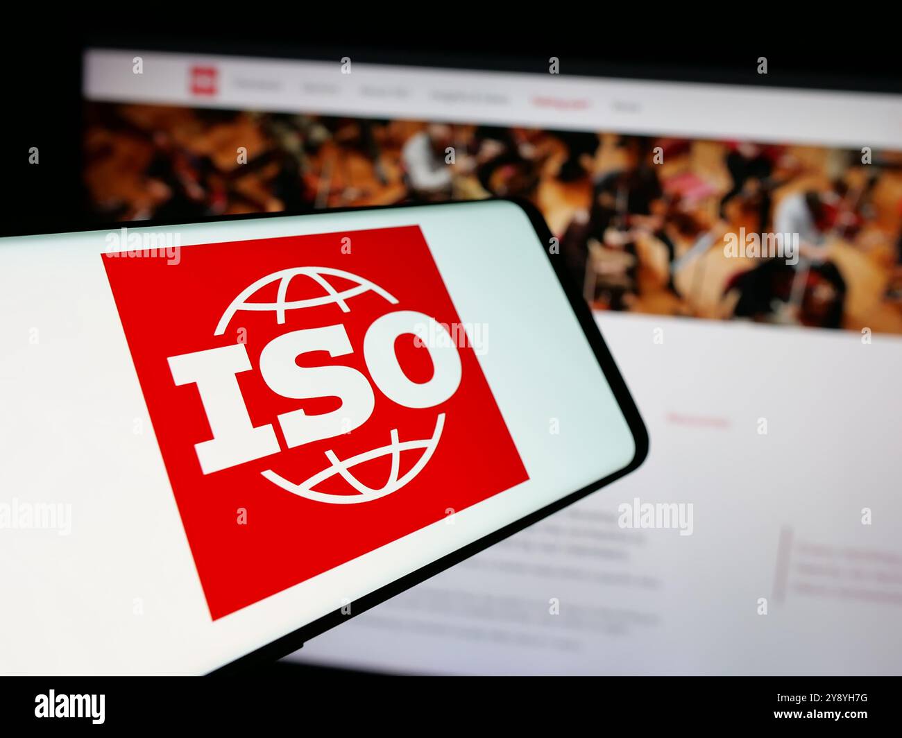 Mobile phone with logo of International Organization for ...