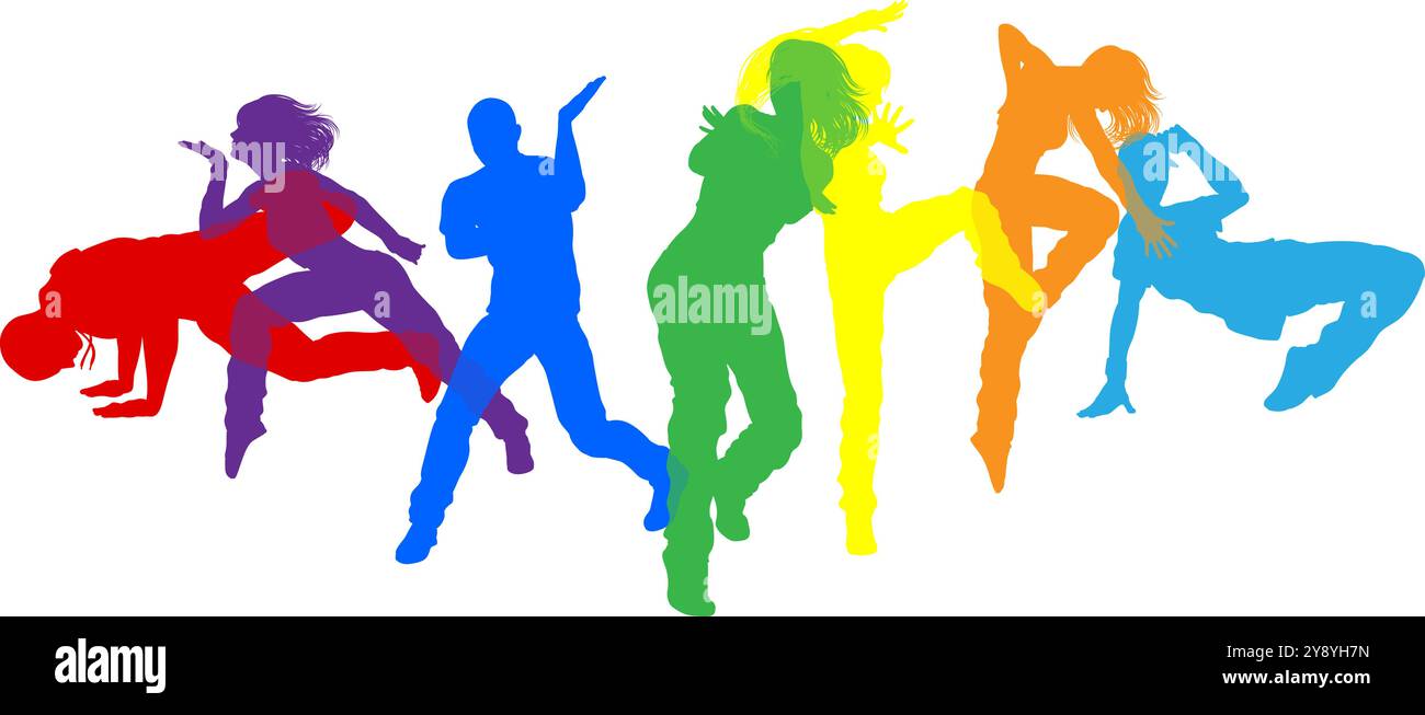 Dancers Silhouette Street Dance Poses Silhouettes Stock Vector Image ...