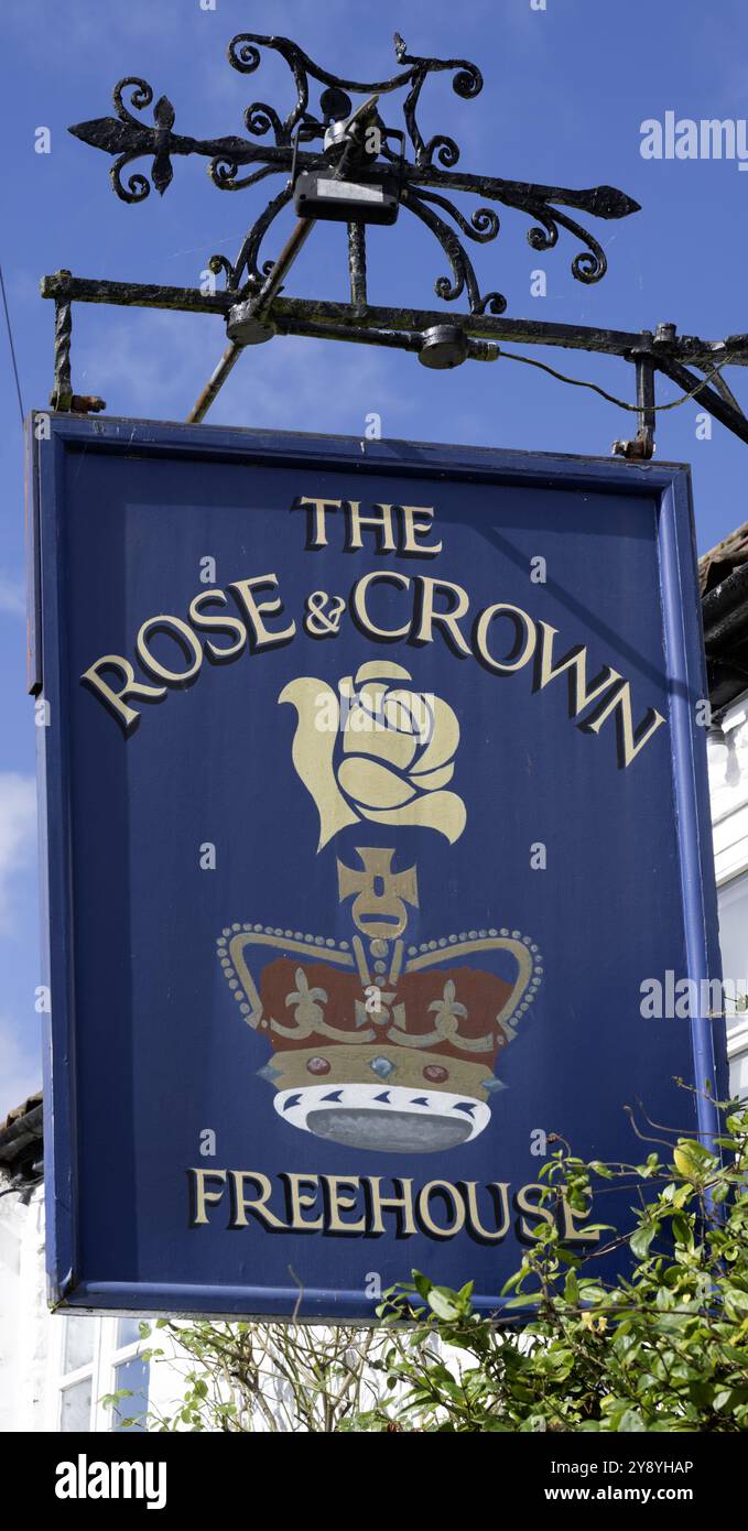 Traditional hanging pub sign at The Rose and Crown Freehouse - public ...