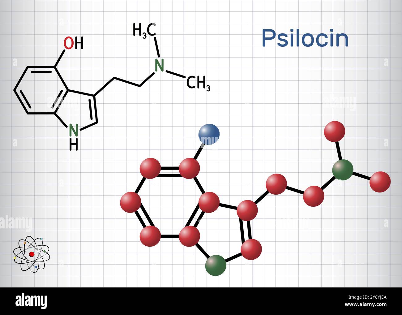 Psilocin molecule. Psychoactive compound in certain species of ...