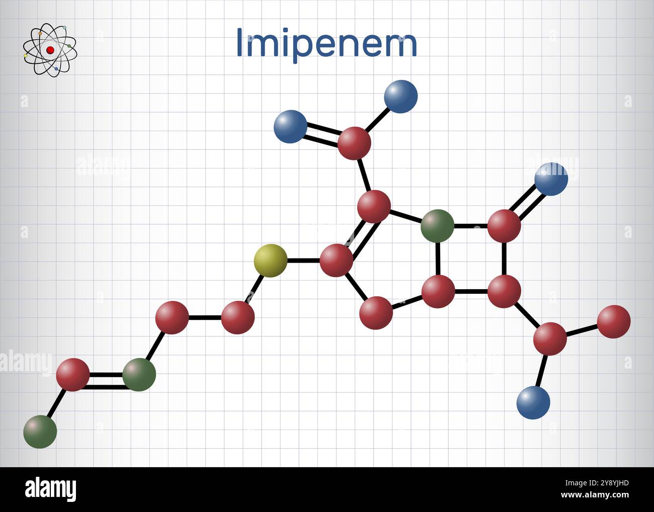 Imipenem molecule. Molecule model. Sheet of paper in a cage. Vector ...