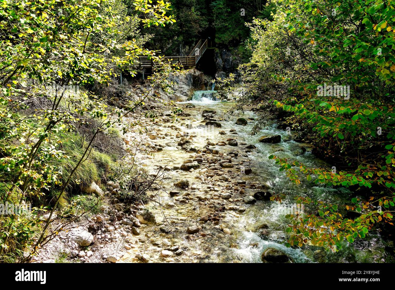 Walk through the impressive Innersbachklamm in Austria, very cold water ...