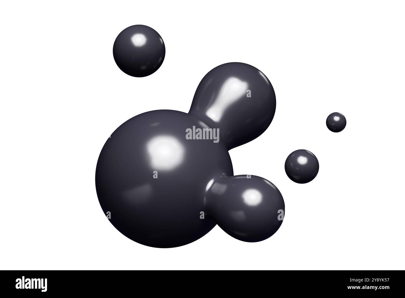 Black abstract liquid metaball shape. 3d render illustration Stock ...