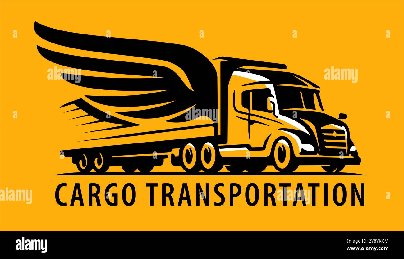 Cargo transportation, trucking or moving service emblem. Freight ...