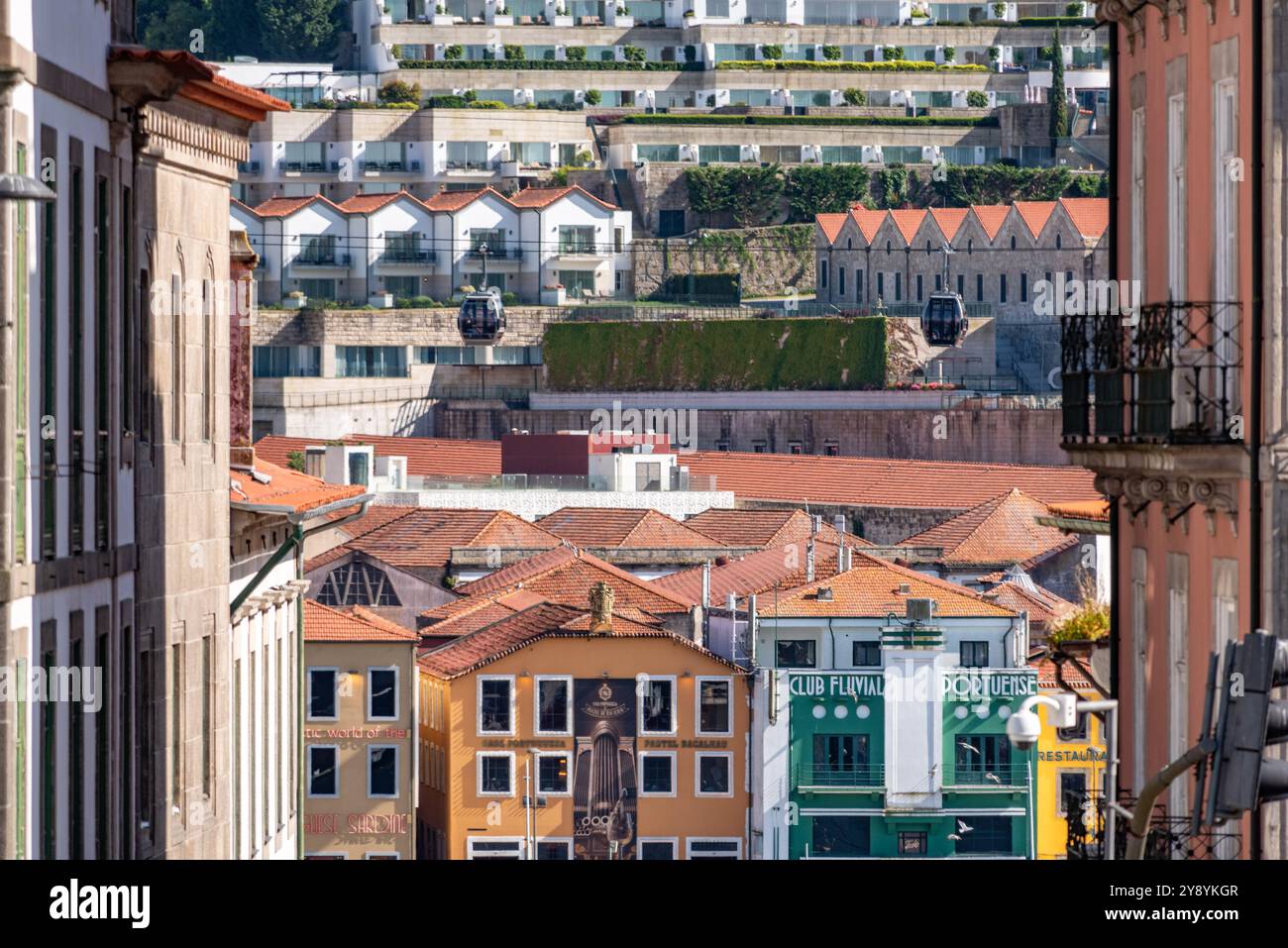 Scenic cityscape of Porto with the Gaia cable car, Portugal Stock Photo ...