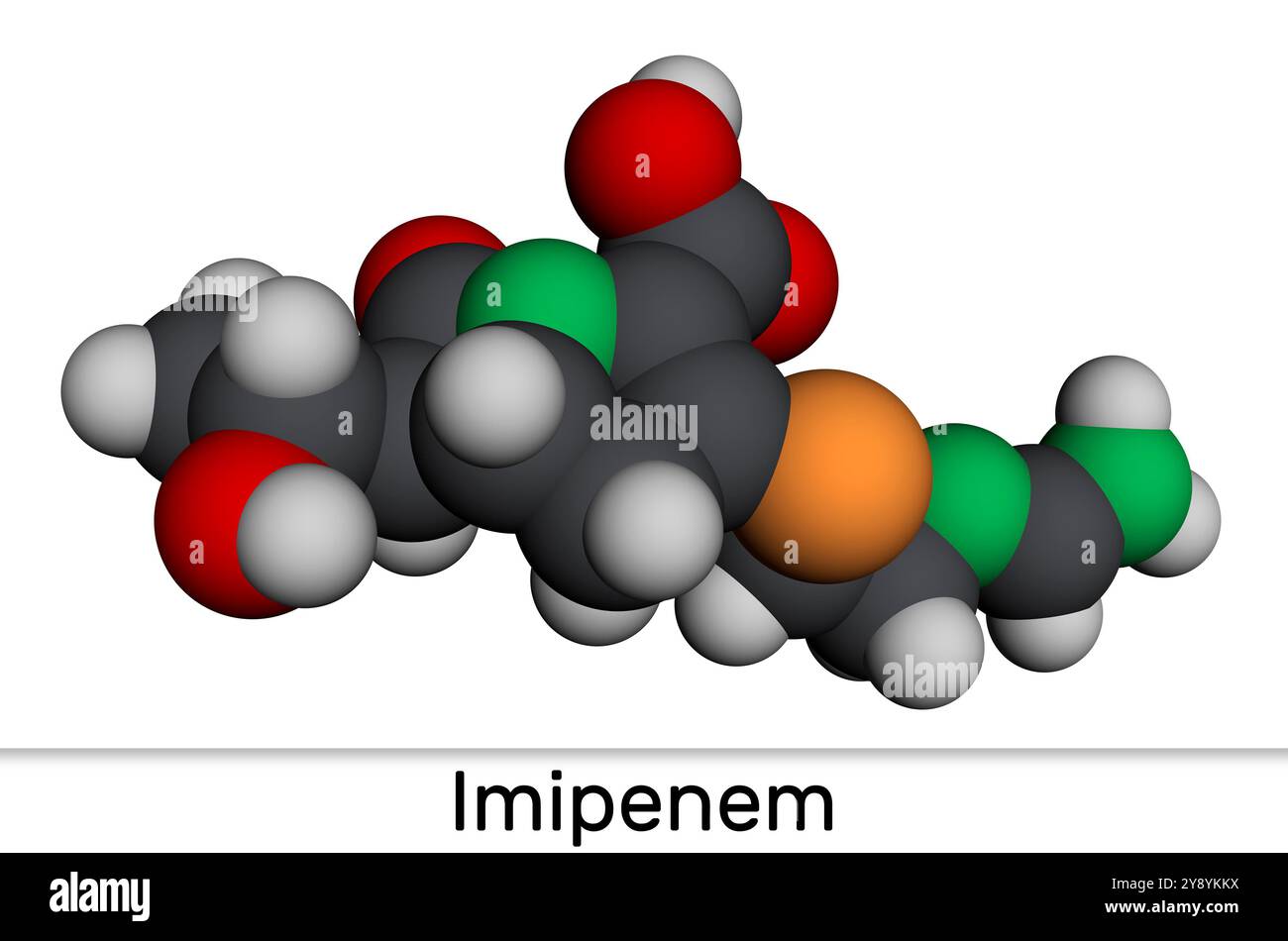 Imipenem molecule. A broad-spectrum carbapenem antibiotic used to treat severe bacterial ...