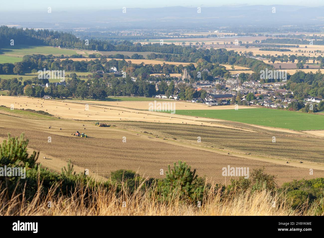 Newtyle village and Angus rural landscape from Kinpurney Hill, Angus ...