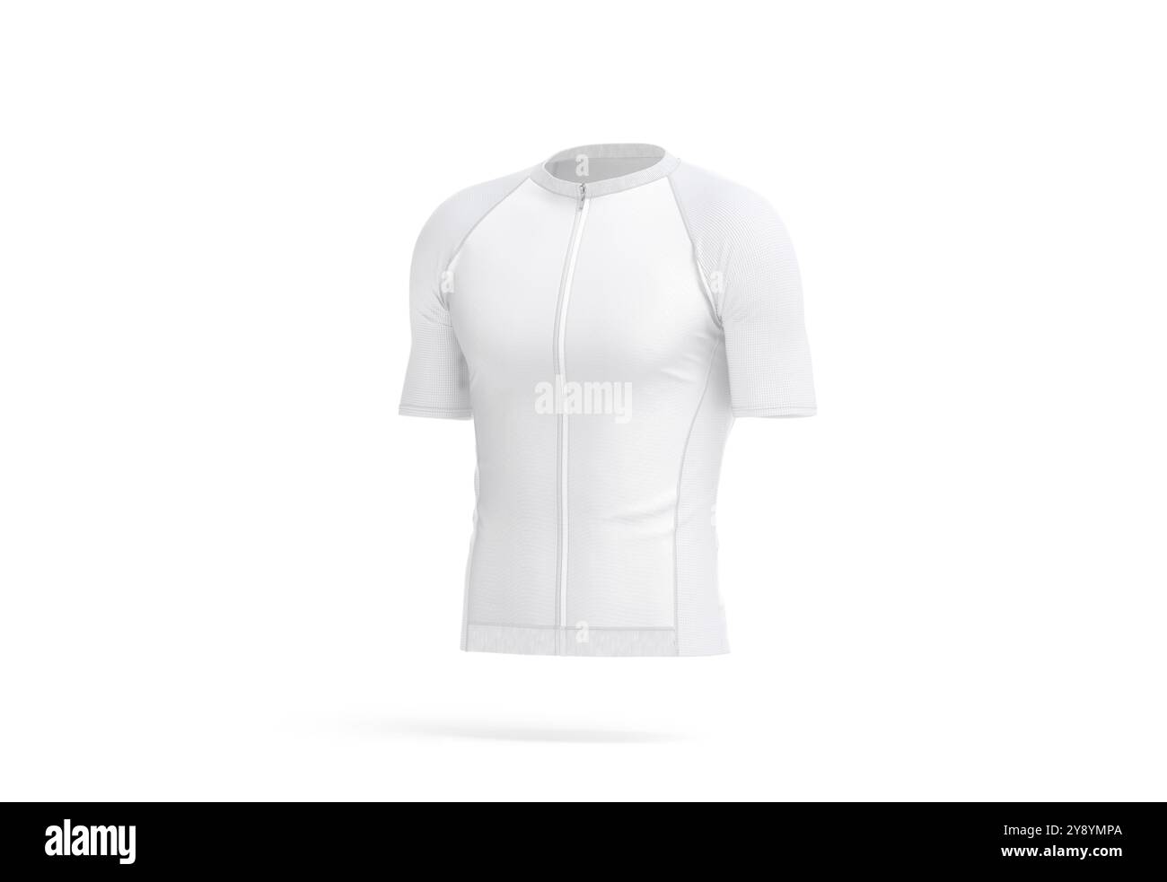 Blank white cycling zip jersey mockup, side view, 3d rendering. Empty ...