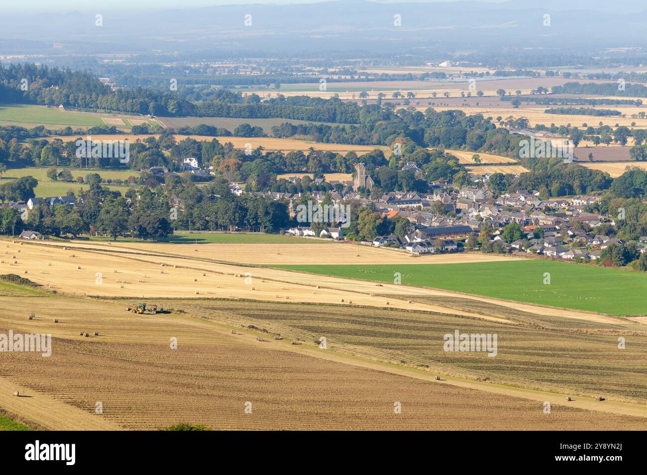 Newtyle village and Angus rural landscape from Kinpurney Hill, Angus ...