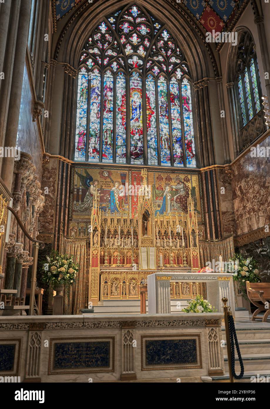 Sanctuary and altar in the Catholic christian church of the Immaculate ...