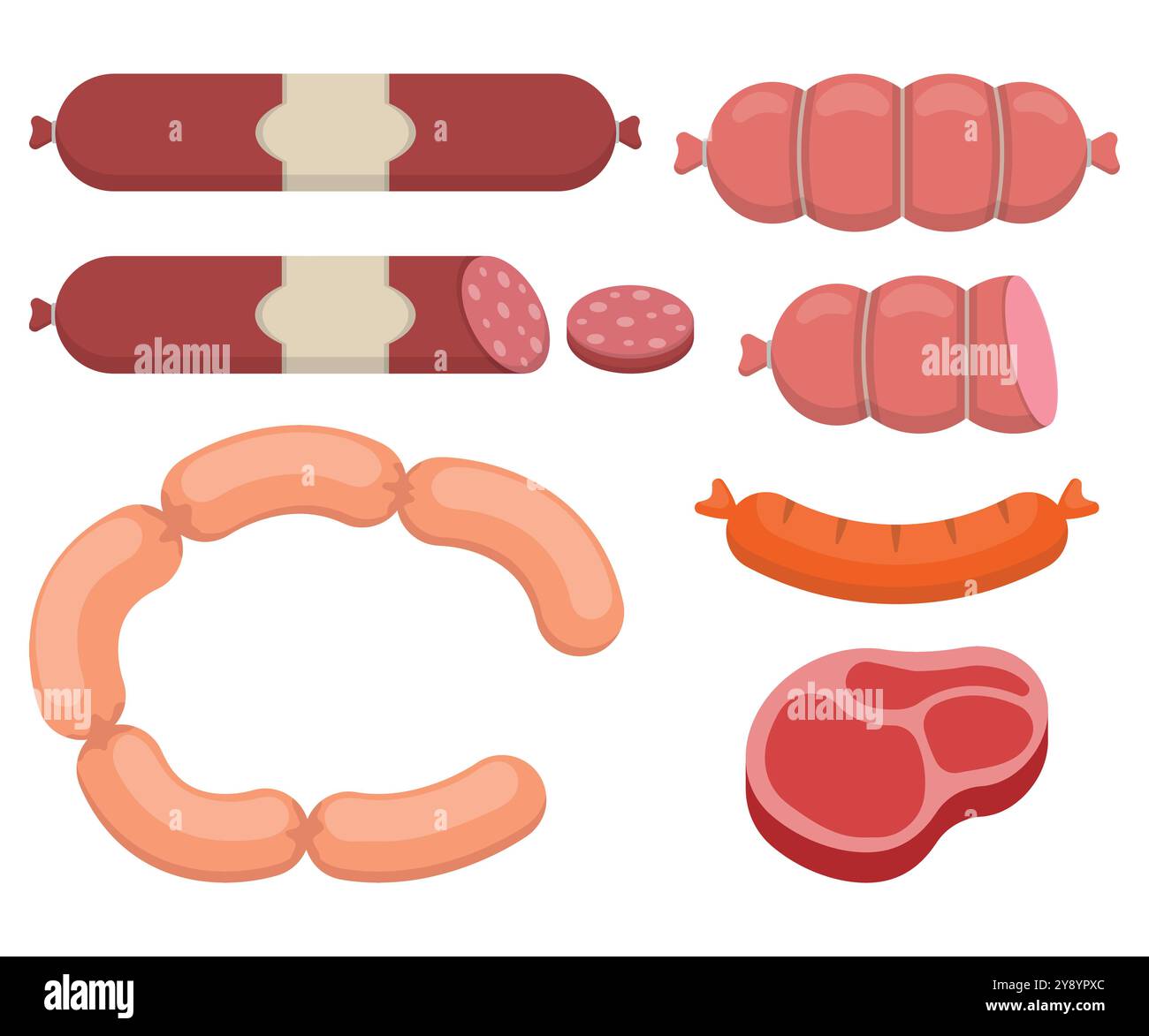 A delightful collection of beautifully illustrated meats and sausages ...