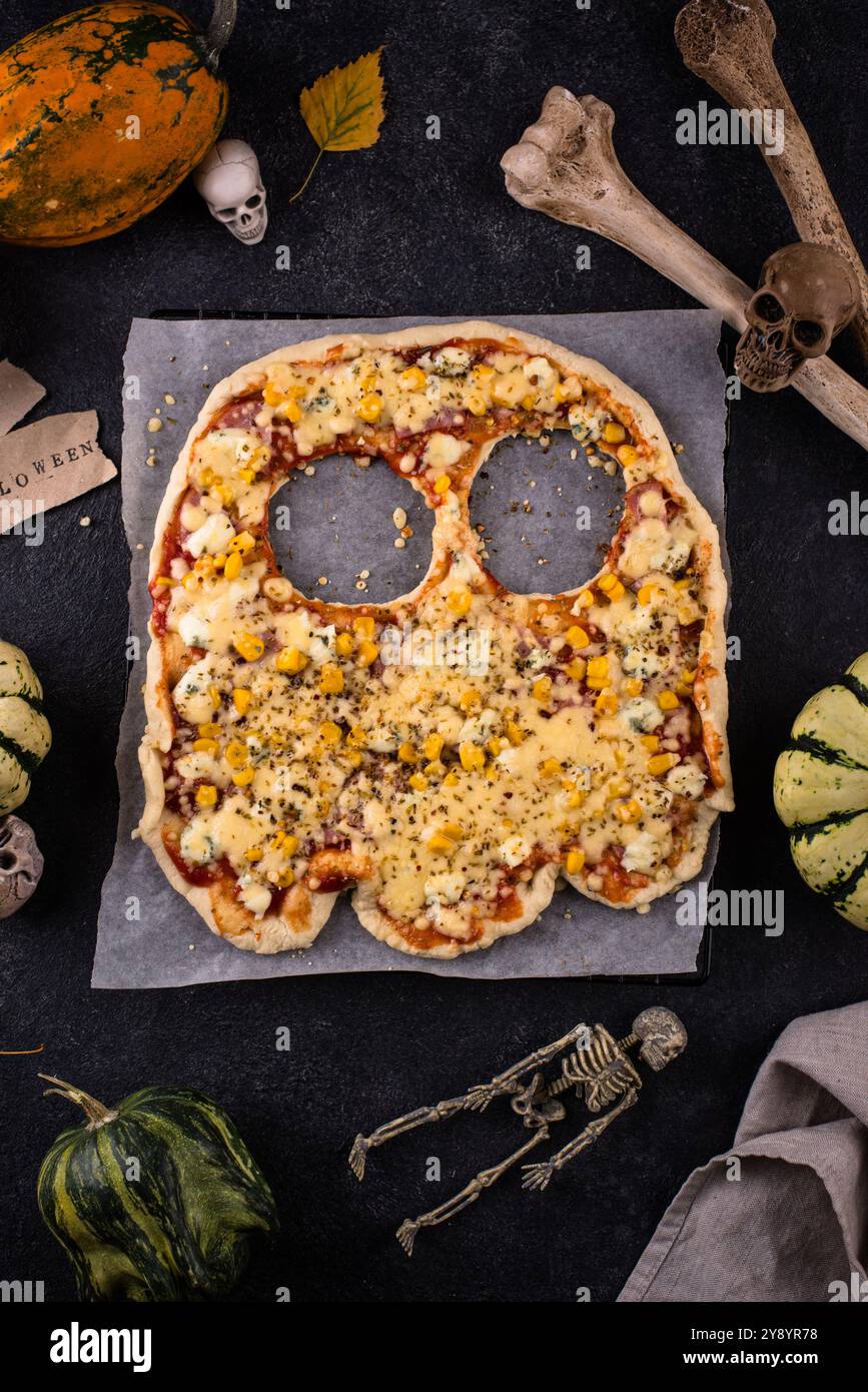 Halloween scary pizza in shape of ghost Stock Photo - Alamy