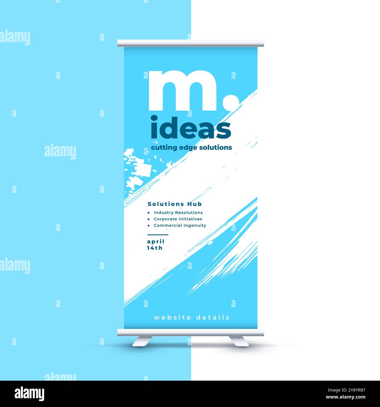 white and blue roll up standee poster for outdoor marketing vector ...