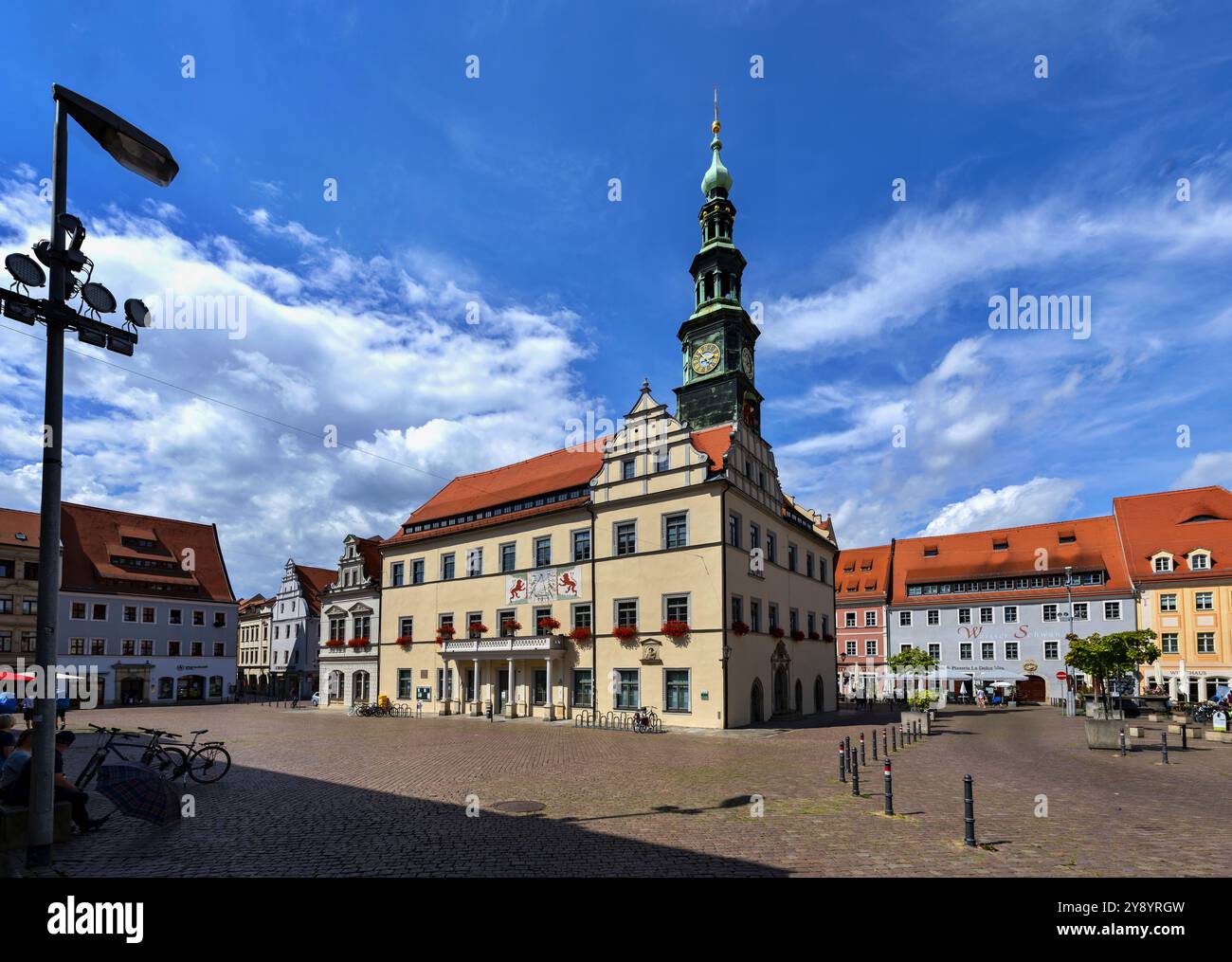 Main square Marktplatz in German town of Pirna Stock Photo - Alamy