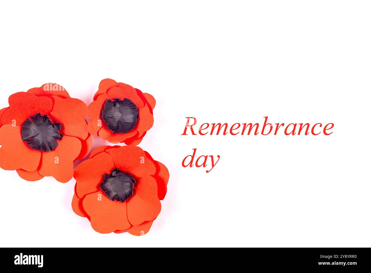 Red poppy flowers on white background. Remembrance Day, Paper poppy as ...