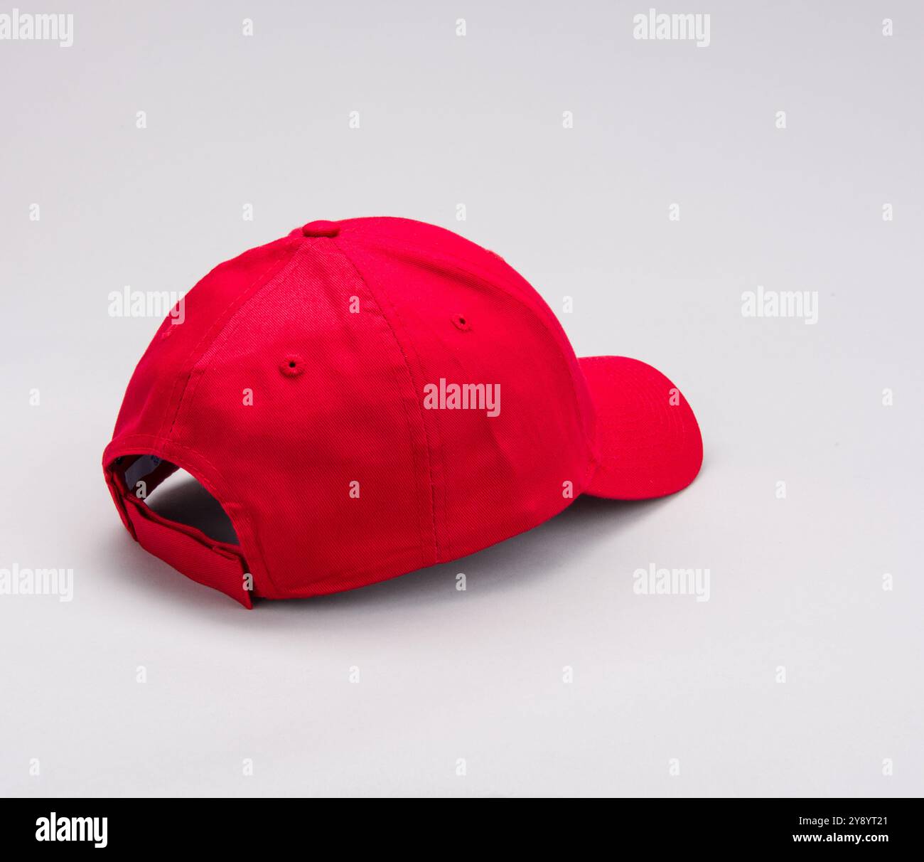 Back view of Red Baseball cap on grey background Stock Photo - Alamy