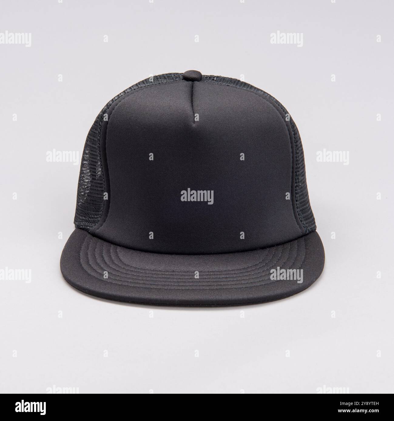 Black mesh Baseball cap front on grey background Stock Photo - Alamy