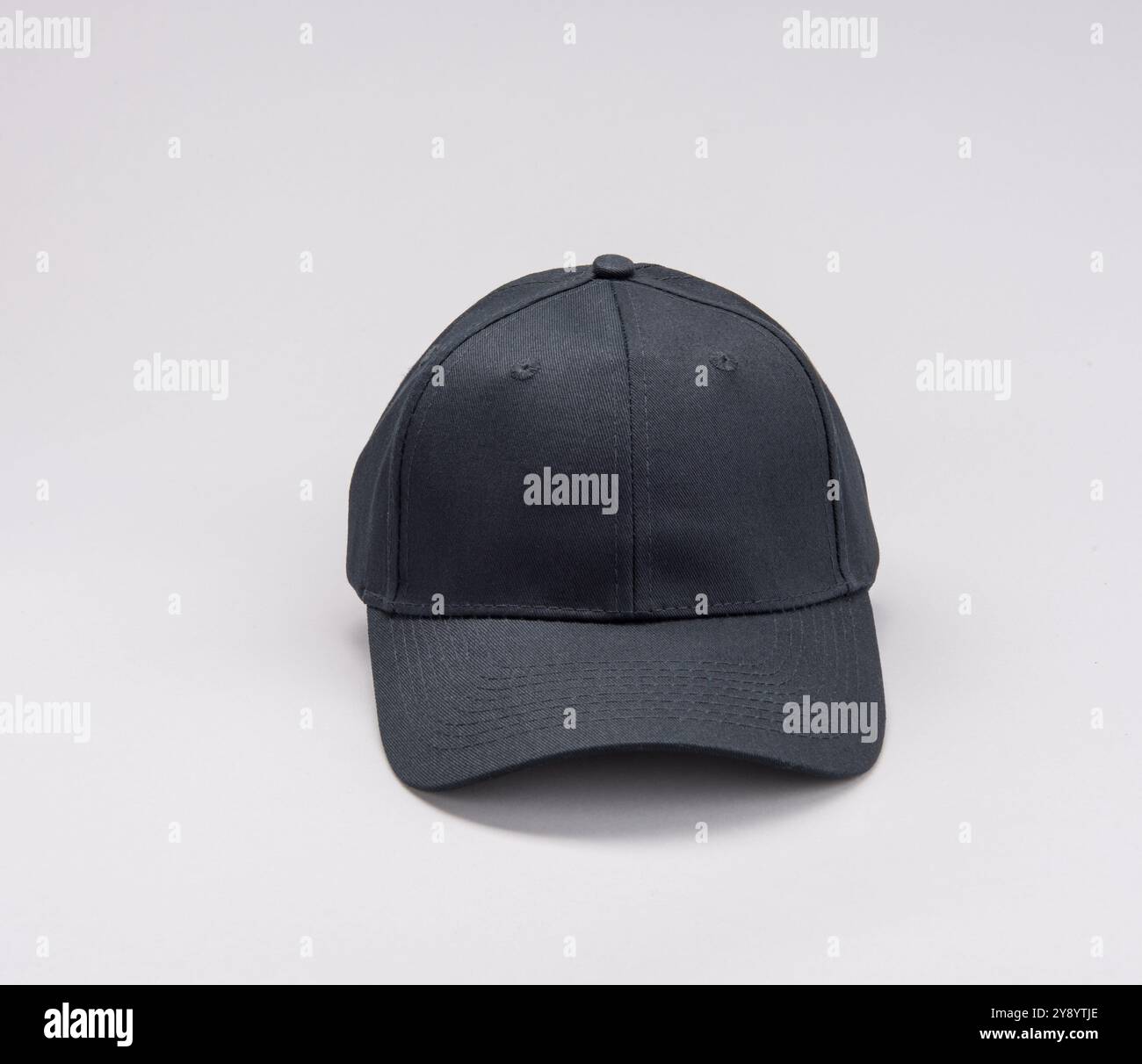 Black Baseball cap front on grey background Stock Photo - Alamy
