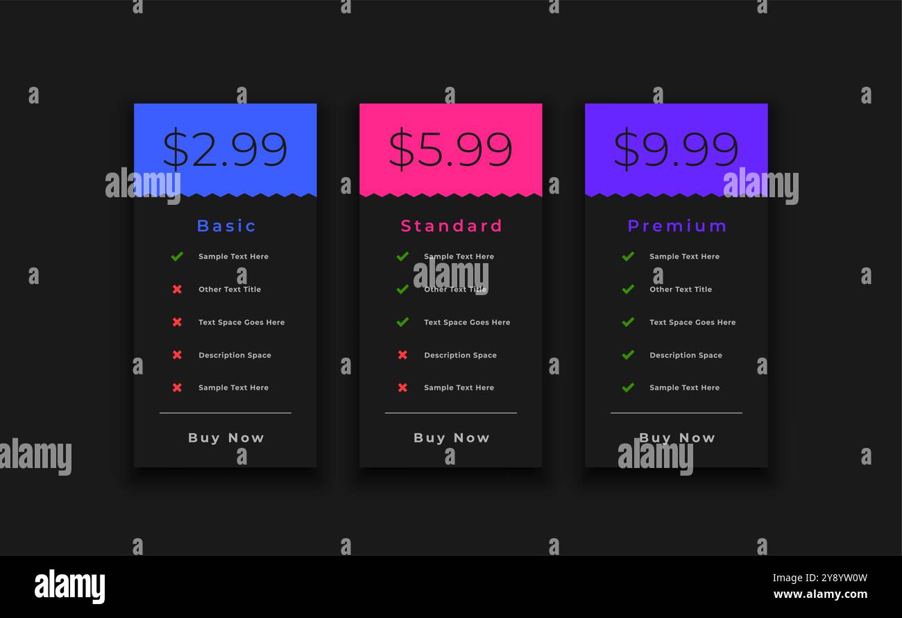 Pricing comparison layout hi-res stock photography and images - Alamy