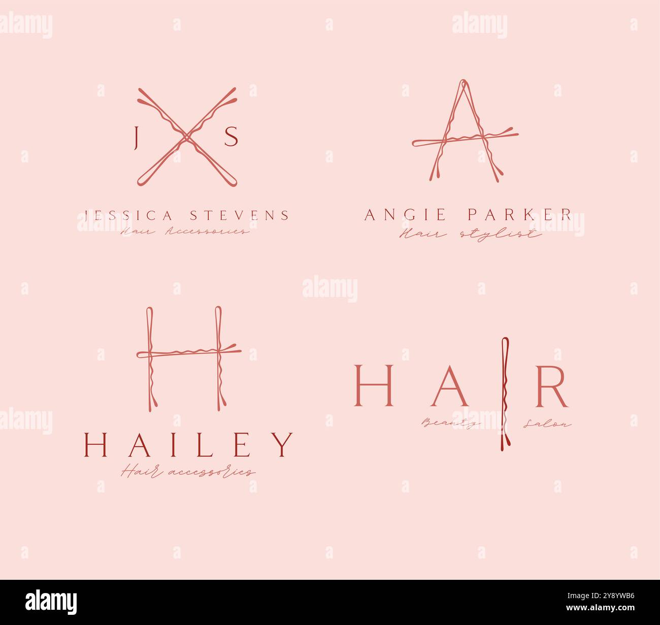 Bobby hair pins label with text collection of wave shaped hairpins in ...