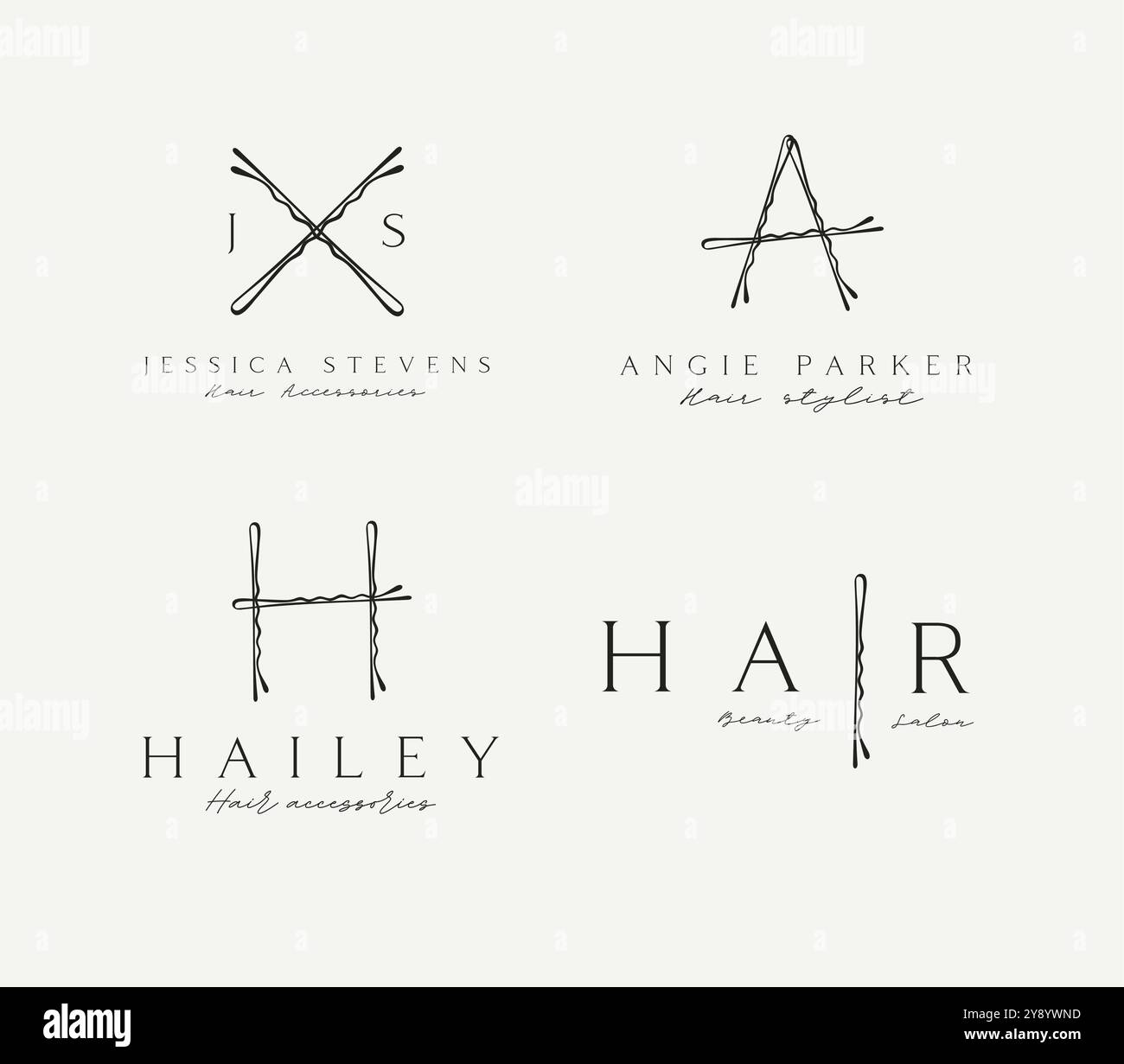 Bobby hair pins label with text collection of wave shaped hairpins in ...