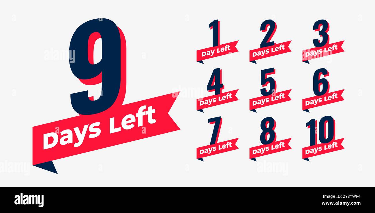 countdown timer with number of days left tags vector Stock Vector Image ...