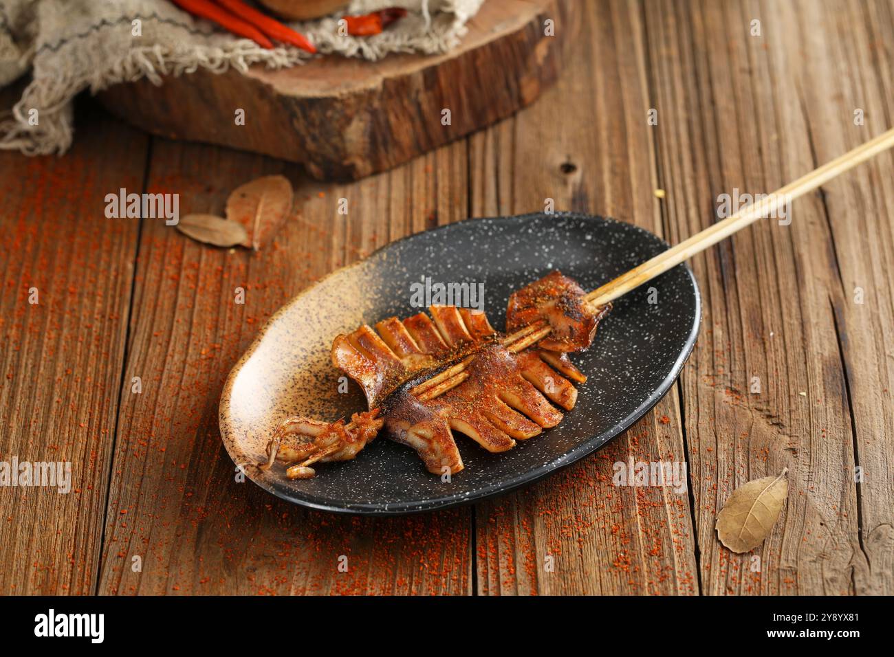 Charcoal-grilled Cuttlefish in spicy sauce,Shashlik. Kebab Stock Photo ...