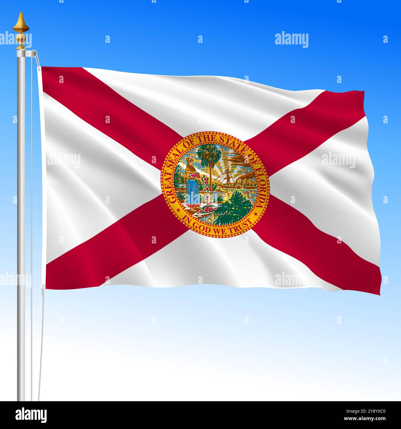 Florida US federal state waving flag, United States, vector ...