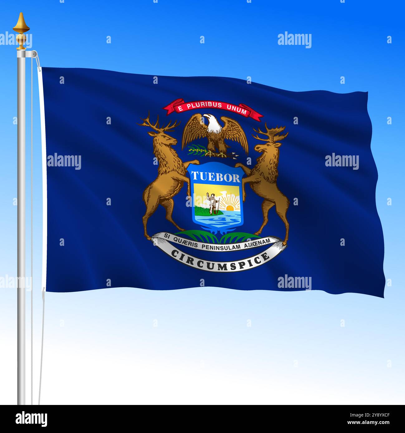 Us flag waving michigan Stock Vector Images - Alamy