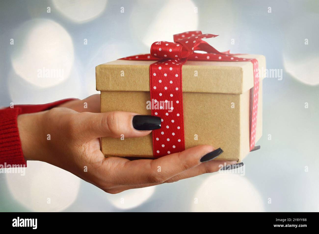 Hands hold red gift hi-res stock photography and images - Alamy
