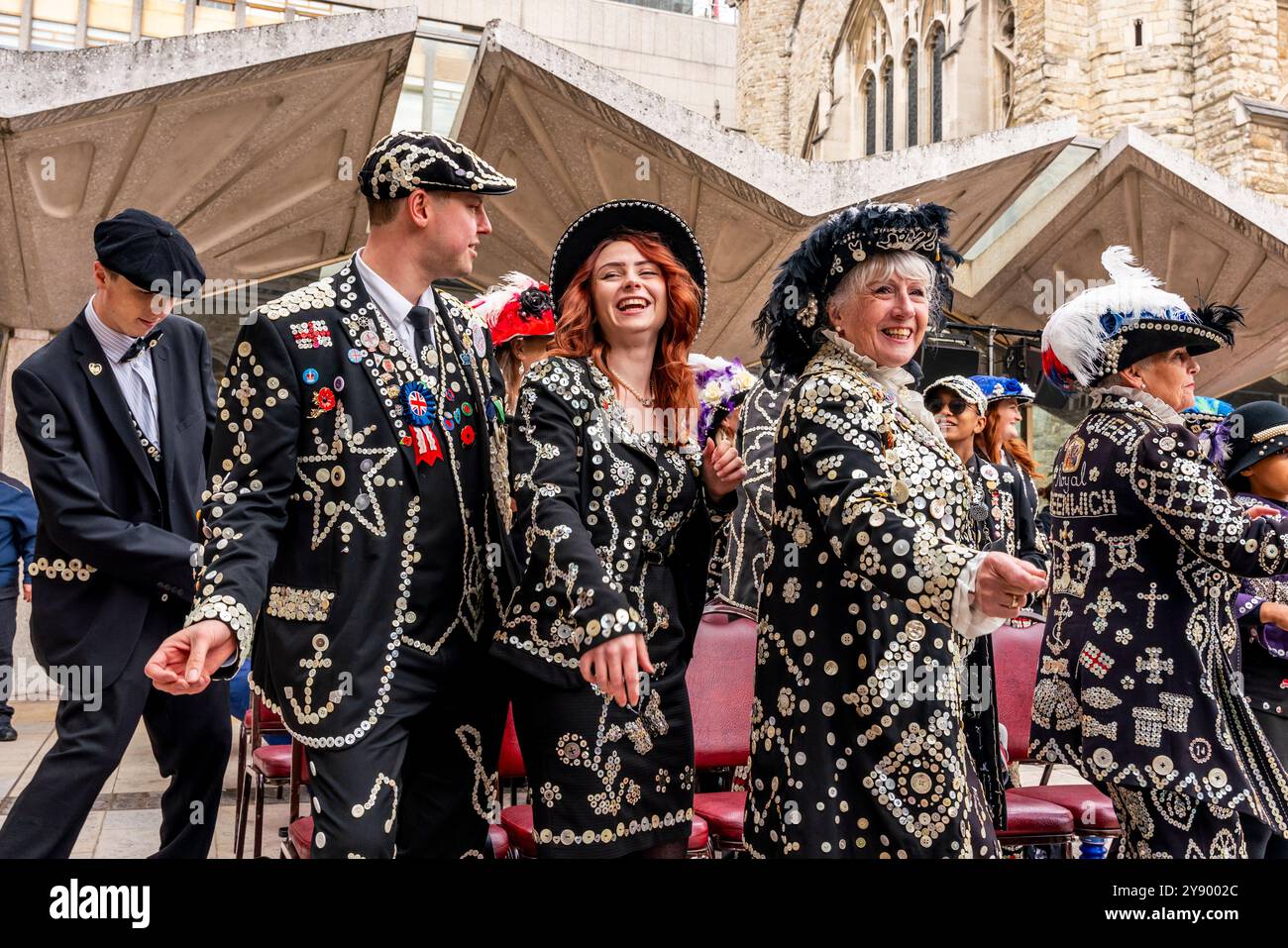A Group of Pearly Kings and Queens Singing and Dancing To Traditional ...