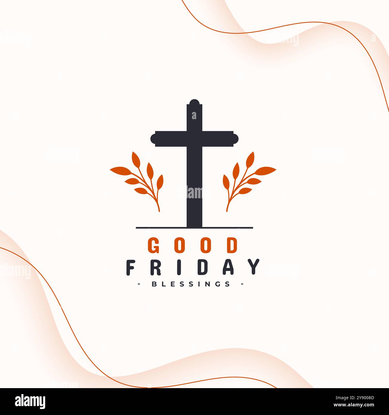 good friday cultural event background with cross and leaves vector ...