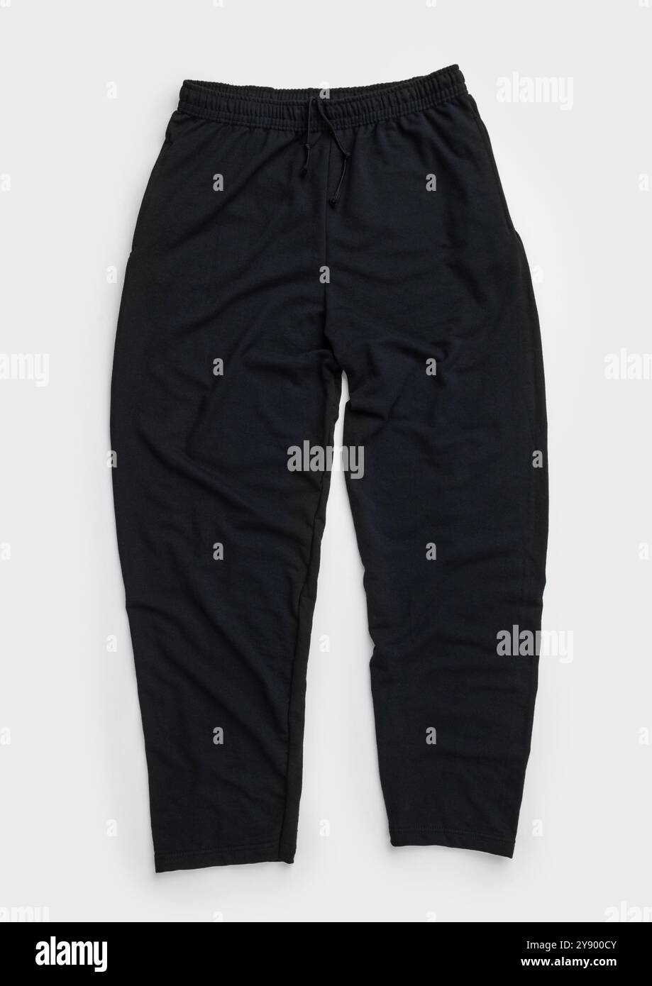 Flat lay Black sweat pants joggers Stock Photo - Alamy