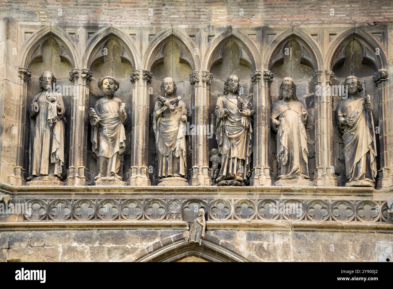 niche with apostles, gothic door of the church of the Holy Sepulchre ...