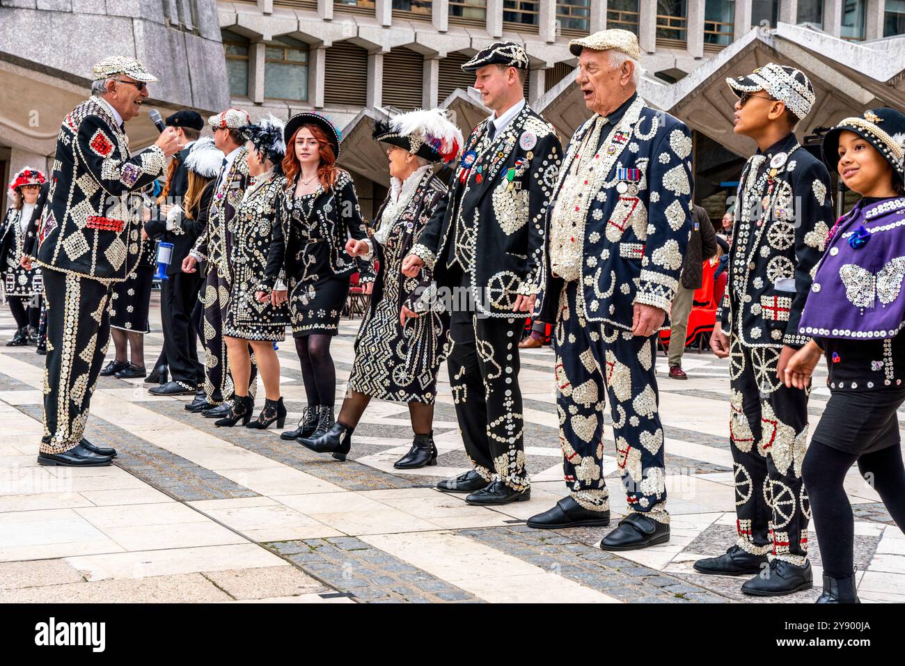 A Group of Pearlies Singing Traditional Songs At The Annual Pearly ...