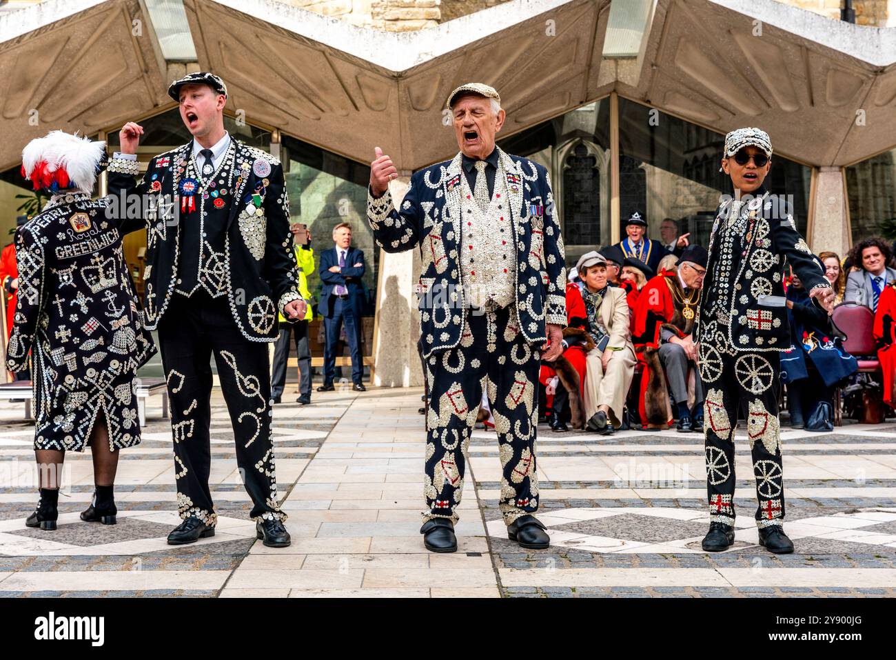 A Group of Pearlies Singing Traditional Songs At The Annual Pearly ...