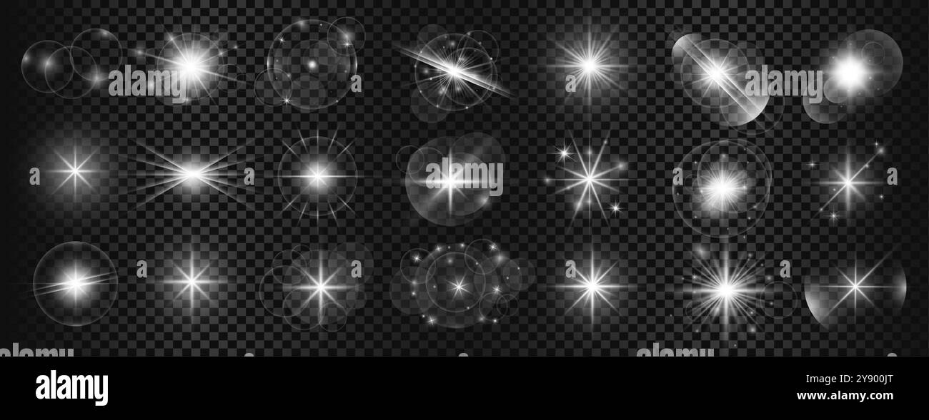 shiny transparent silver flare background in collection vector Stock ...