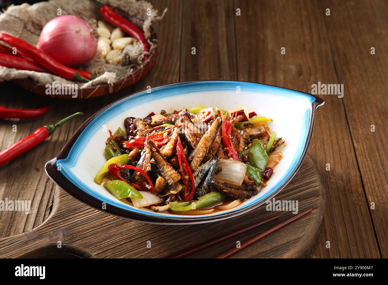 stir fried Spicy dried fish，Horse Mackerel fish Stock Photo - Alamy