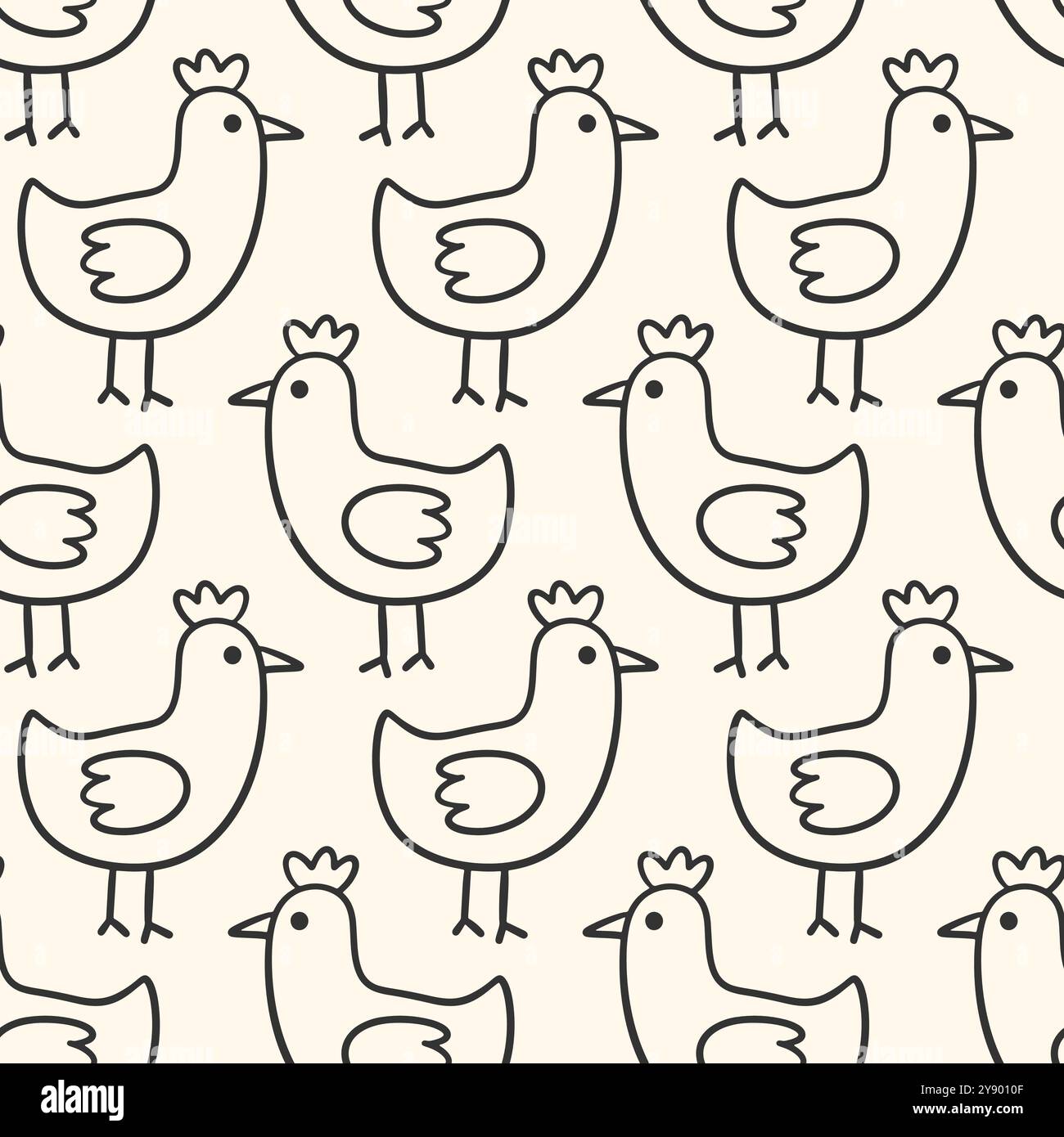 Chicken Seamless Pattern Hen Doodle Background Stock Vector Image & Art ...