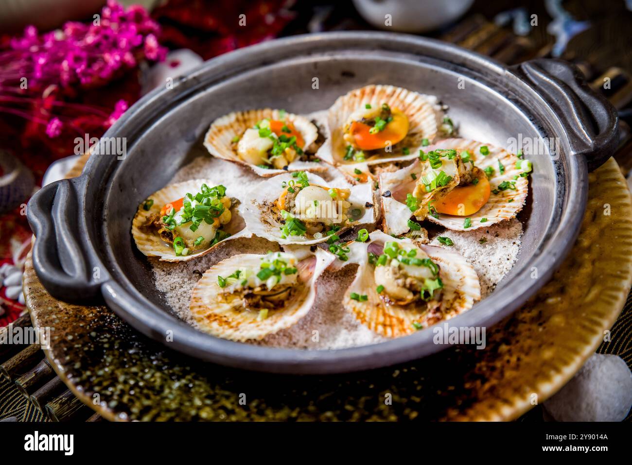 Salt-baked scallops， Japanese food Stock Photo - Alamy