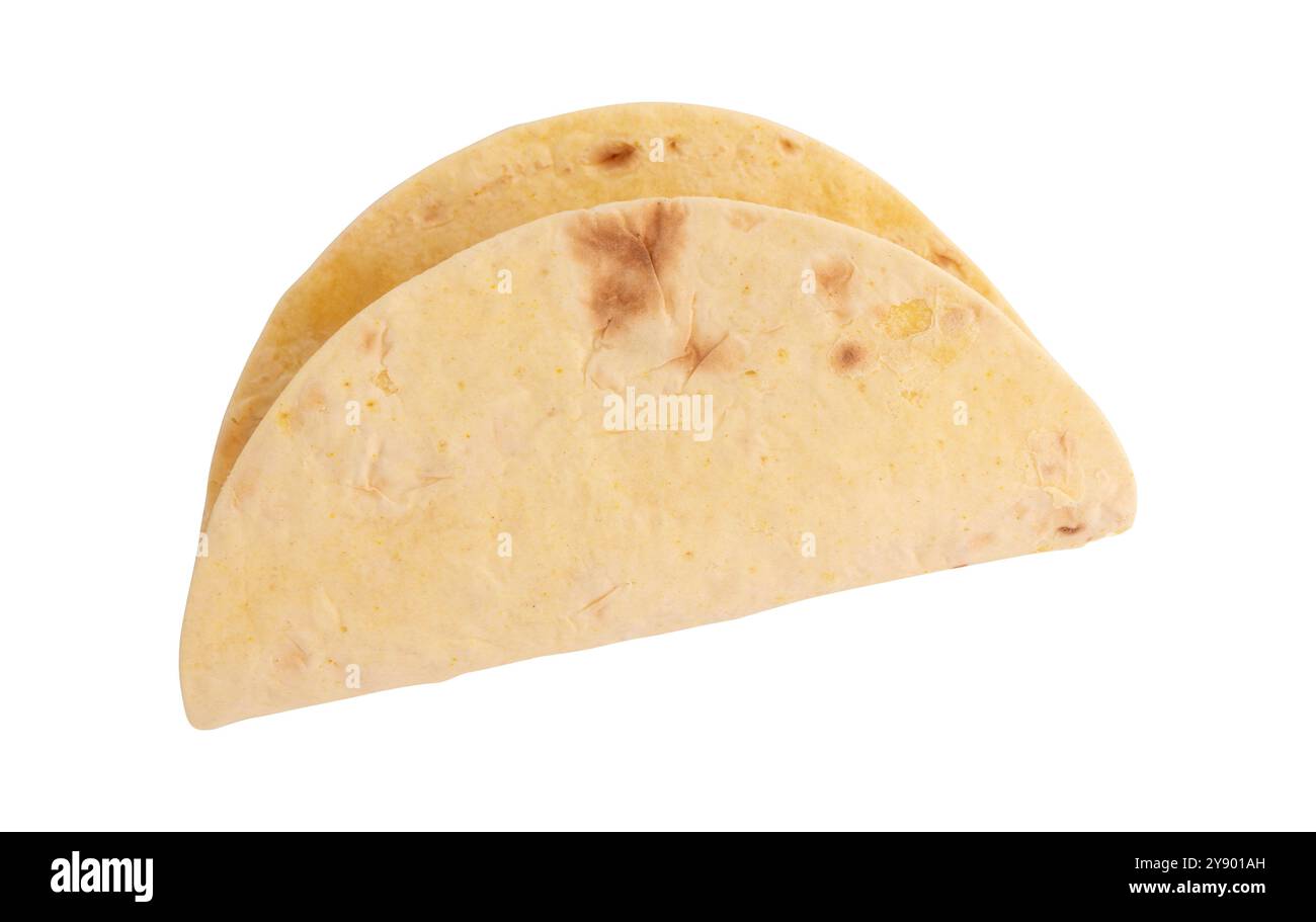 single empty tortilla, thin wheat flat bread isolated on white ...