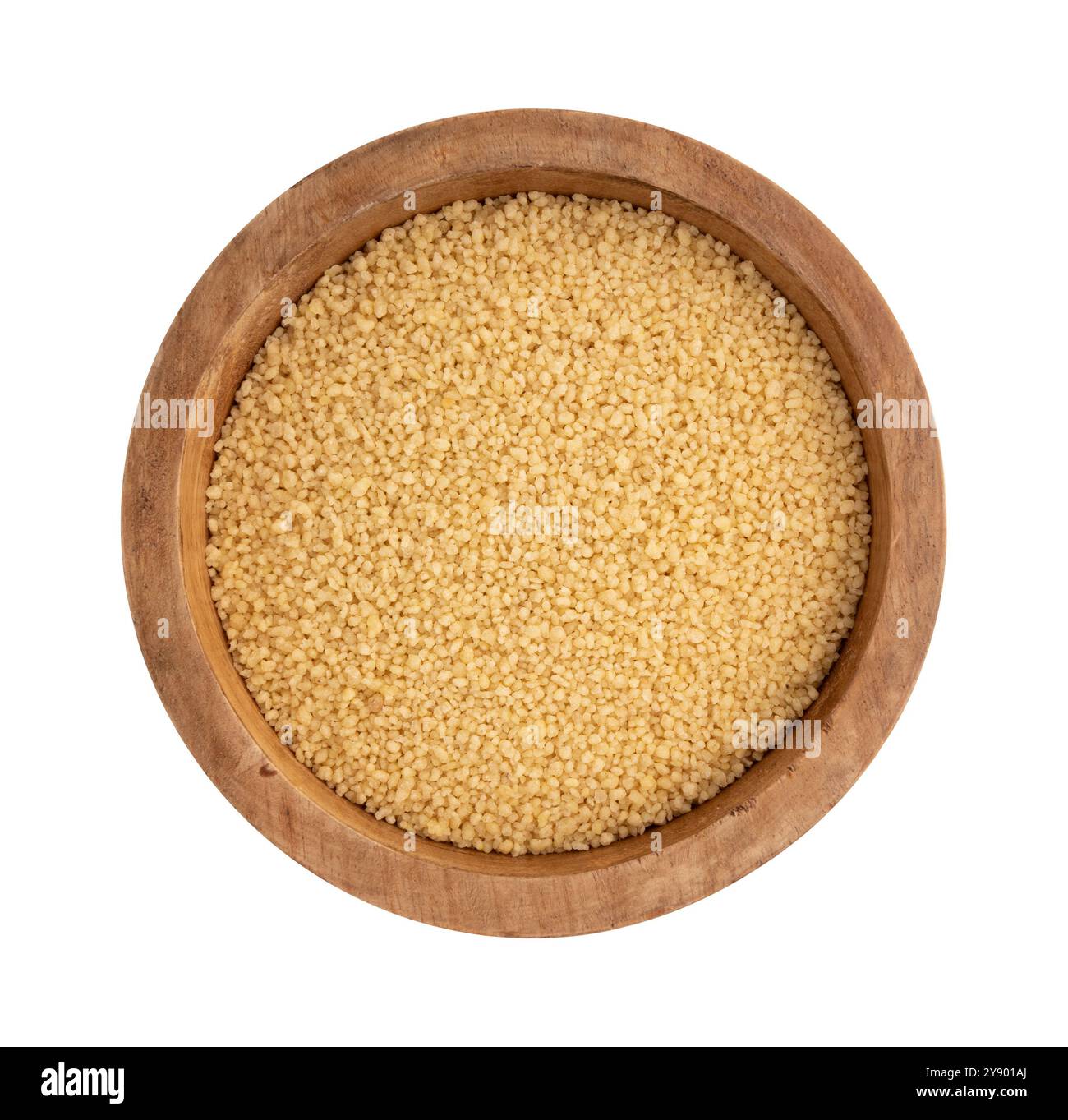dry couscous in wooden bowl isolated on white background with clipping ...