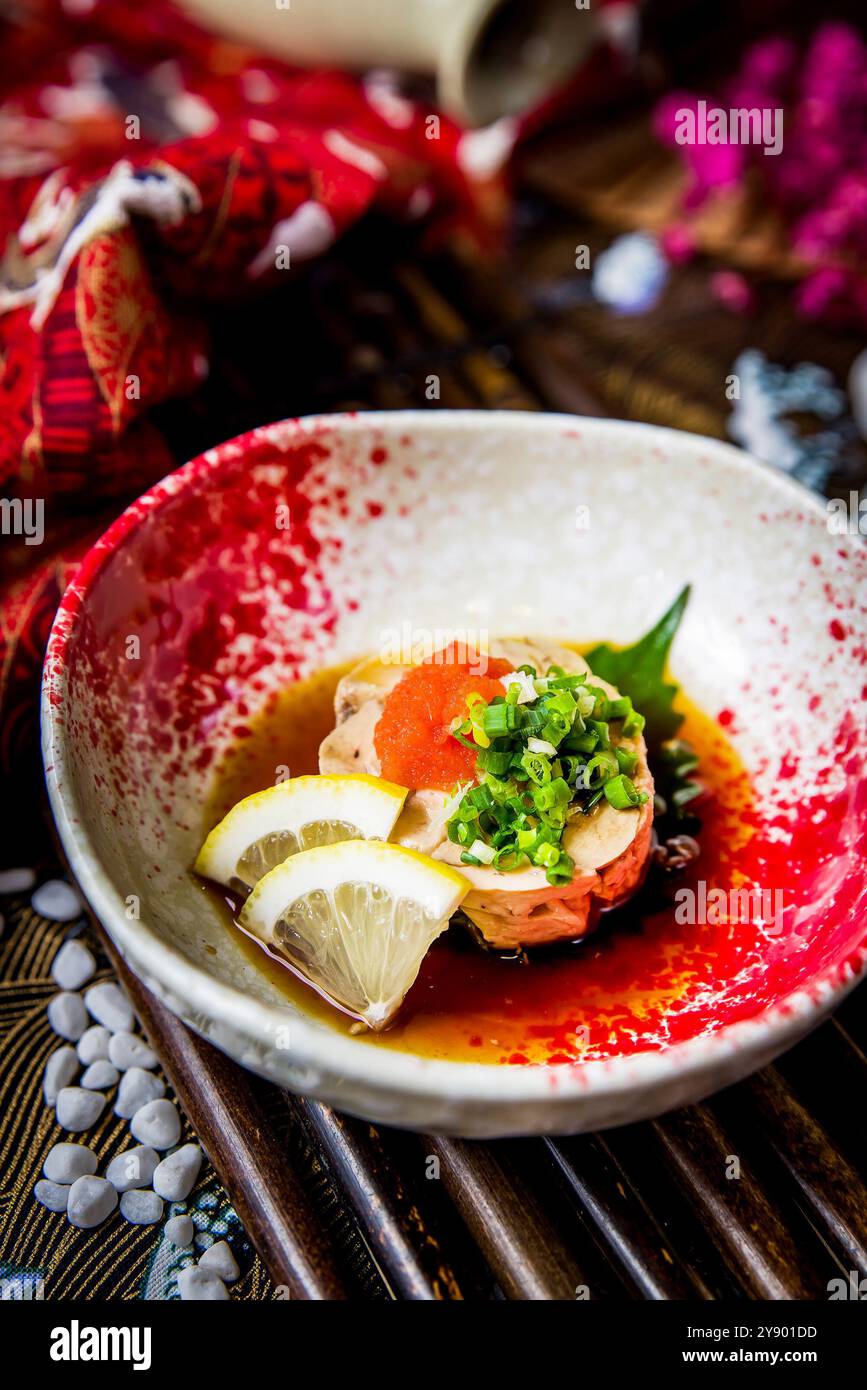 japanese Ankimo, monkfish liver with ponzu sauce，Japanese food Stock ...
