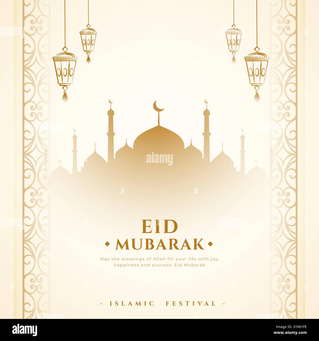 traditional eid mubarak eve holiday background design vector Stock ...