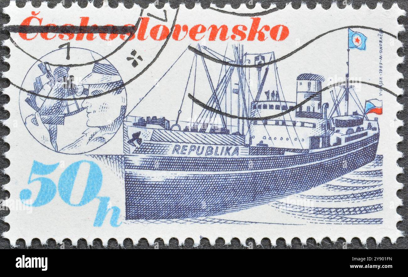 Cancelled postage stamp printed by Czechoslovakia, that shows ...