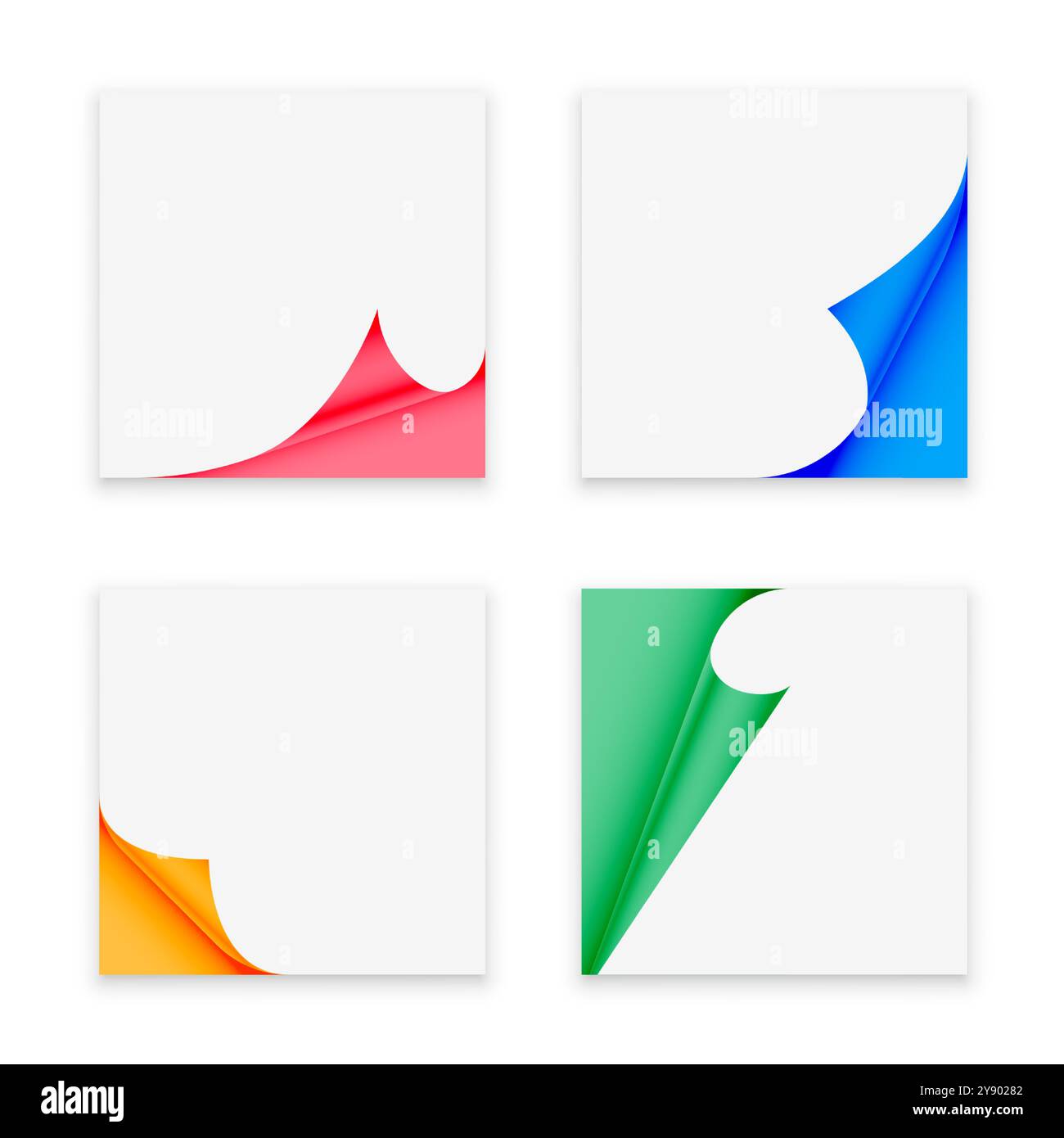 collection of 3d colorful page curl sticker mockup vector Stock Vector ...