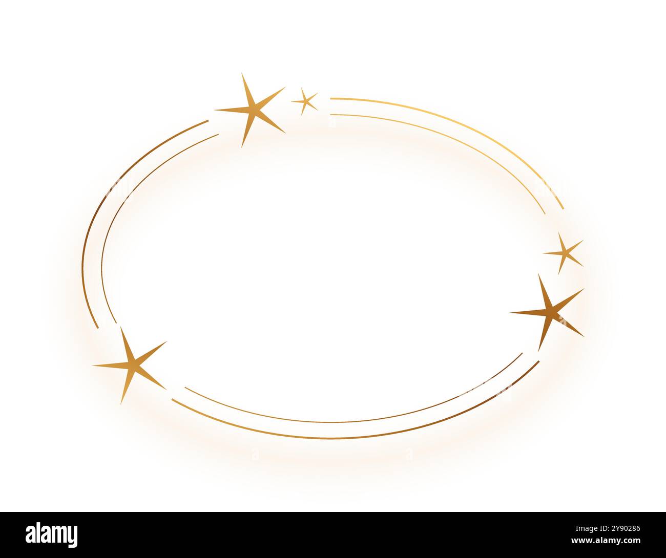 decorative golden starry oval frame with blank space vector Stock ...